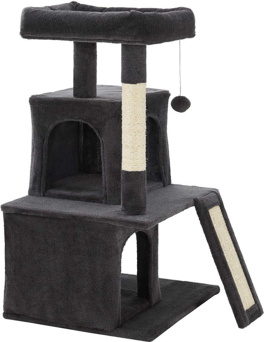 Katten Krabpaal Kimmy - Antraciet - Met Ligbed, Hol & Speeltje | bol.com