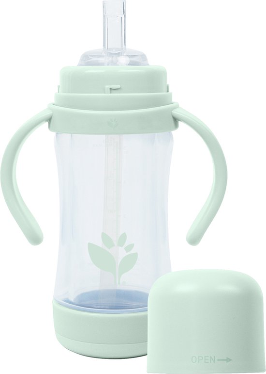 green sprouts® tuit- en rietjesbeker van glas en sprout ware® plant ...