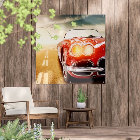 Gards Tuinposter Oude Rode Auto - Retro - 100x100 cm - Tuindoek ...