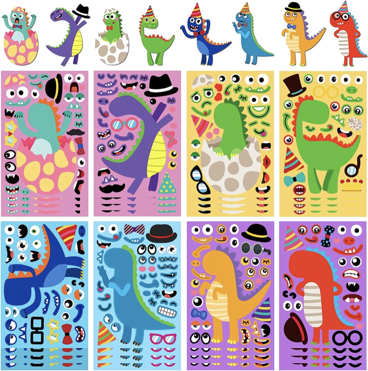Dino Stickers - Plak Stickers - 24 Vellen 3D - Kleurrijke - Mooie ...