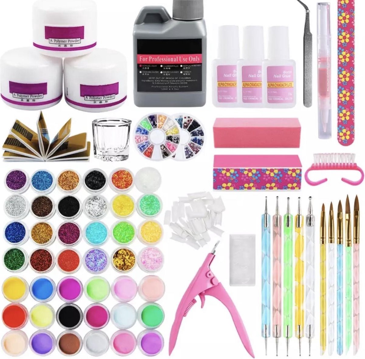 Acryl Nagels Starterspakket 54 Kleuren/Poeders Acryl - Acryl Nagels ...