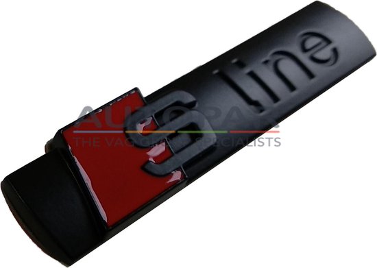 Audi S-Line | sticker embleem logo | 2 stuks L+R | glanzend zwart rood ...