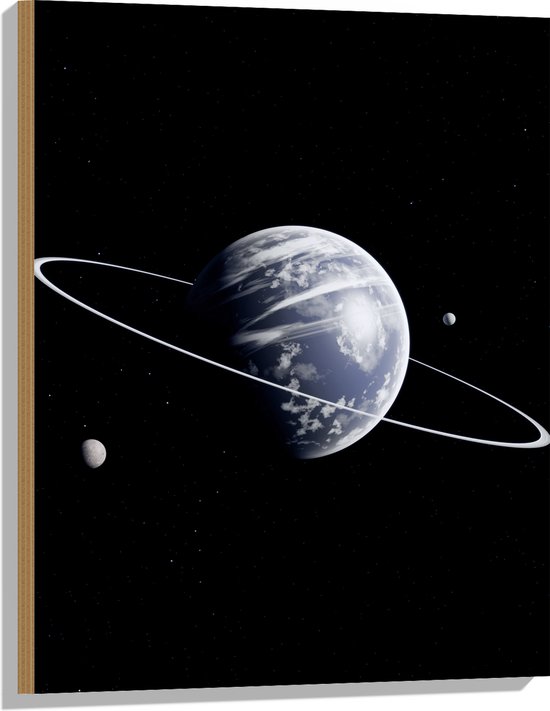 Hout - Drie Planeten in het Heelal - 60x80 cm - 9 mm dik - Foto op Hout ...