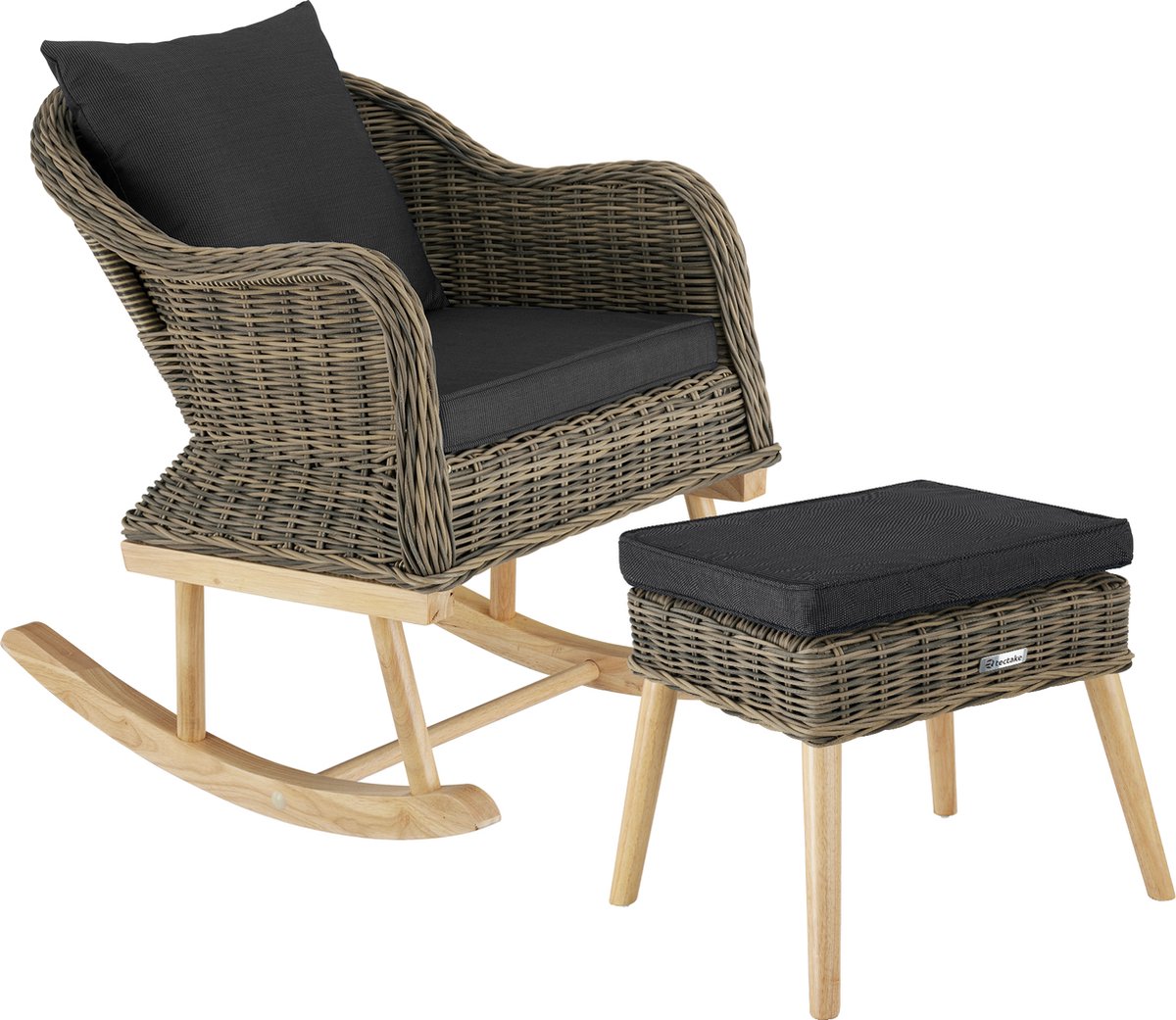 Tectake Wicker Schommelstoel Rovigo Met Voetenbank Vibo Natuur