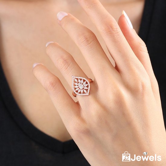 OZ Jewels Verstelbare Roségoud Gekleurde Zilveren Ring met ...