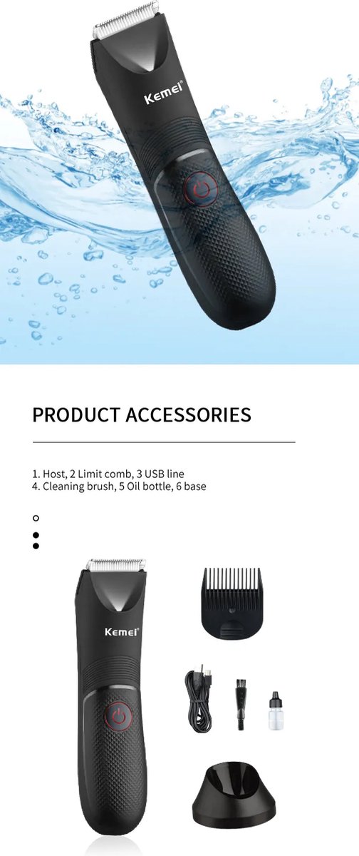 Mannen Body Hair Clipper, Scherp Mes Waterdicht USB Oplaadbaar ...