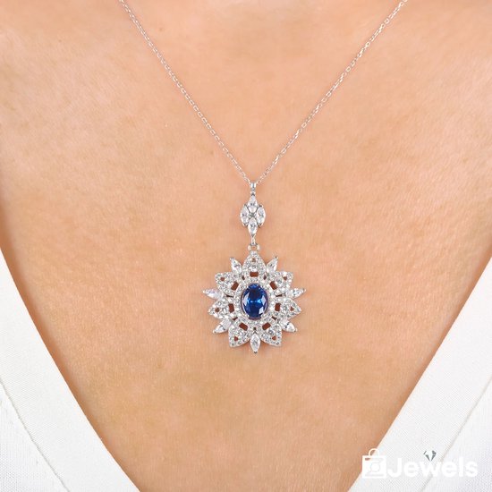 OZ Jewels Zilveren Ketting met Zondesign Versierd met Synthetische ...