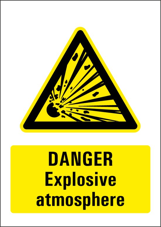 Danger explosive atmosphere bord - kunststof 148 x 210 mm | bol