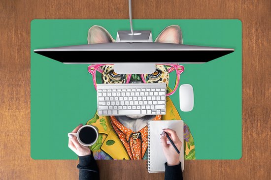 Muismat XXL - Bureau onderlegger - Bureau mat - Bulldog - Bril - Design ...