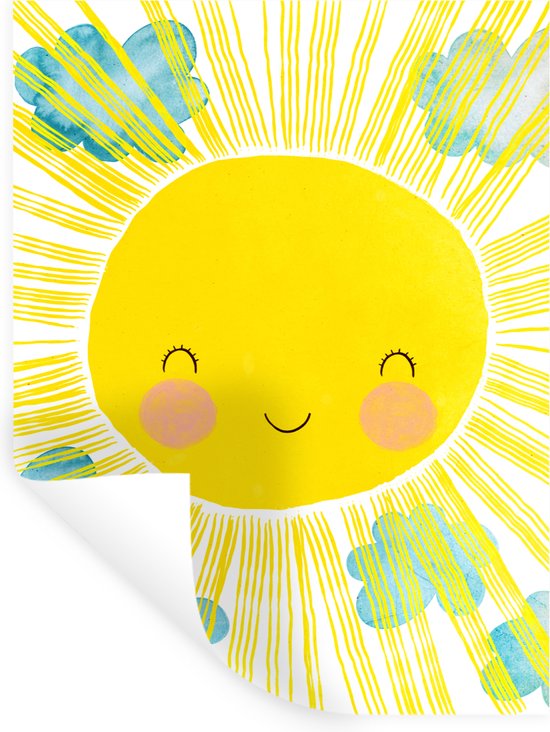 Muurstickers - Sticker Folie - Zon - Geel - Kinderen - Illustratie ...