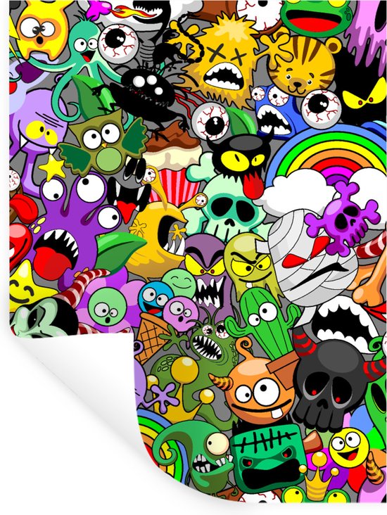 Muurstickers - Sticker Folie - Neon - Patronen - Grappig - Monsters ...