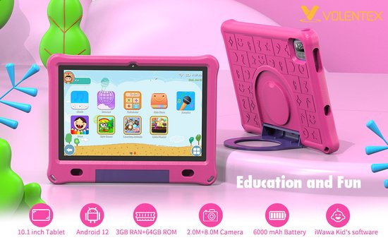 Lipa WQ01 kinder tablet Pink 10.1 inch - Kindertablet vanaf 3 jaar - 64 ...