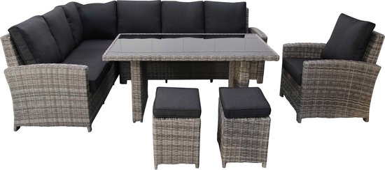 Hoek Lounge Dining set Durban | Links | Ash Grey | Wicker | bol