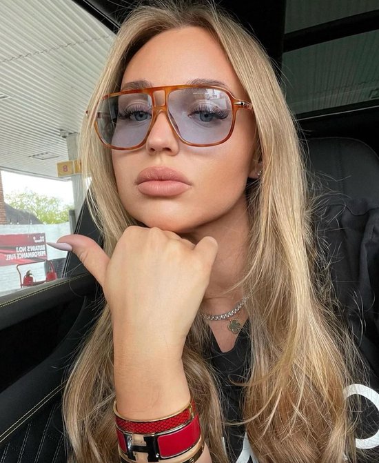 Duzara - Model LUNA - Zonnebril met bruine frame en blauwe glazen ...