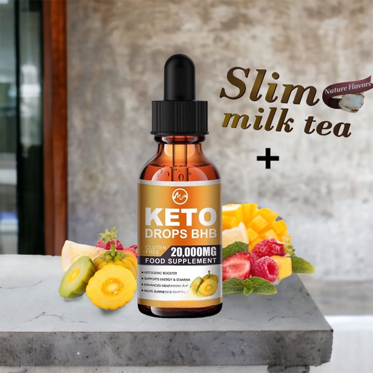 10 dagen kuur Keto Druppels + 1 Slim Milk Tea (Afslank melkthee ...