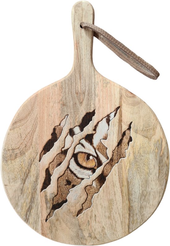 Serveerplank met gravure van een tijger, pyrografie, hand gebrand met ... Serveerplank met gravure van een tijger, pyrografie, hand gebrand met ...