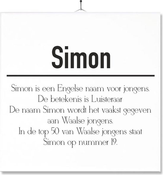 Tegel Met Opdruk | Betekenis | Kado | Cadeau | Met Naam - Simon | bol