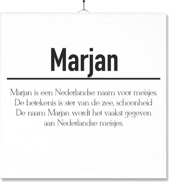 Tegel Met Opdruk | Betekenis | Kado | Cadeau | Met Naam - Marjan | bol.com