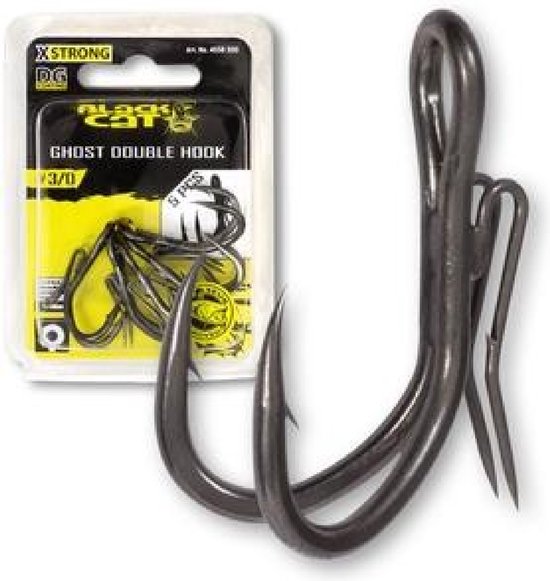 Black Cat Ghost Double Hook DG - DG Coating - Haakmaat 6/0 - 5 Stuks ...