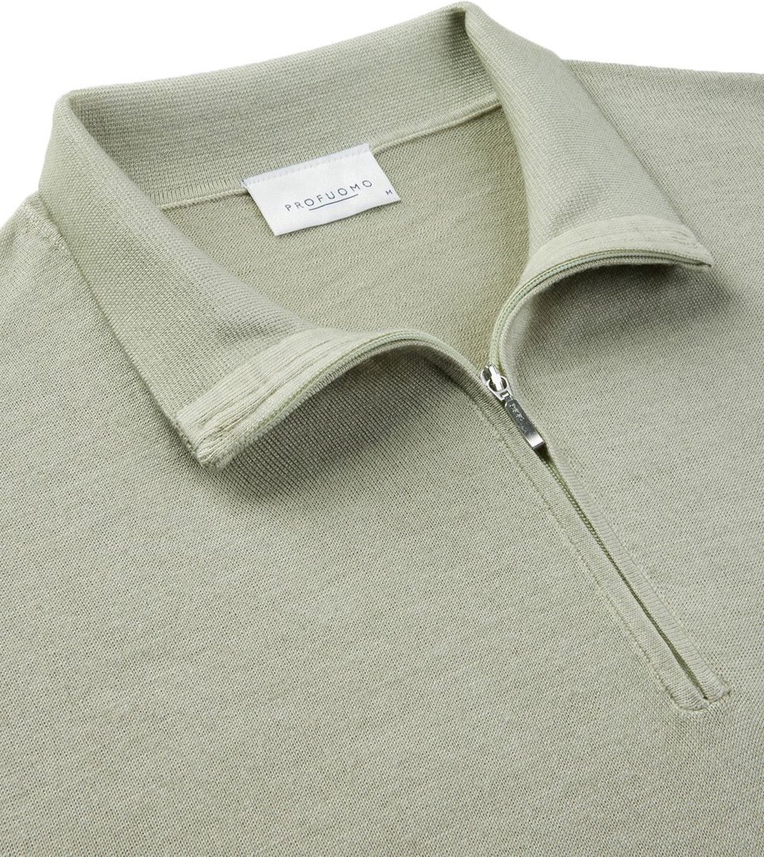 Profuomo - Half Zip Trui Wol Groen - Maat L - Modern-fit | bol.com