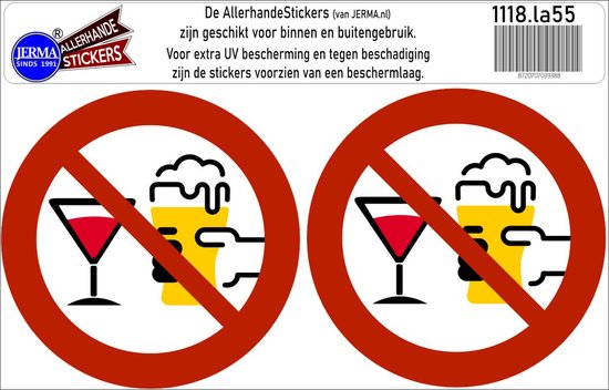 Alcoholische drank niet toegestaan stickers set van 2 stuks | bol