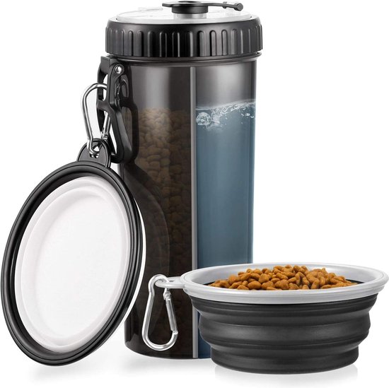 Waterfles voor honden, onderweg, met 2 reisbakken, huisdier, drinkfles ...