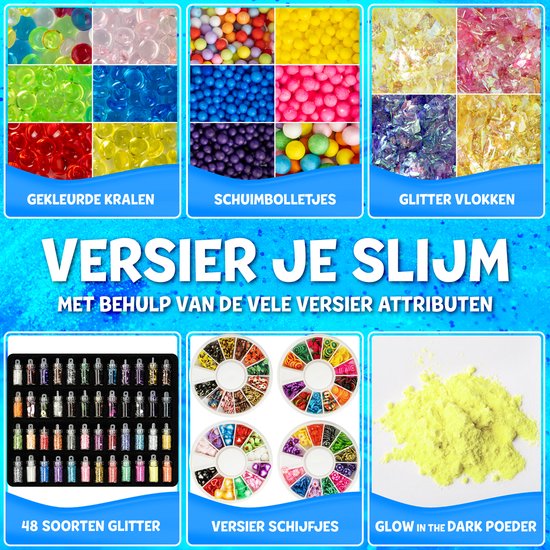 Speelslijm Blauw - Bliekie Slijm pakket - 108+stuks meest uitgebreid ...