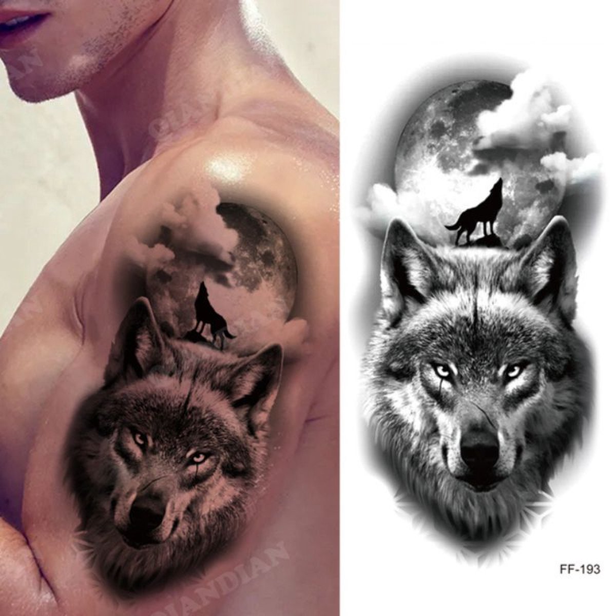Wolf Sleeve Tattoo | Tijdelijke tattoo sleeve volwassenen | Neptattoo ...