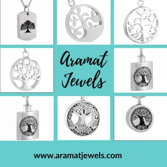 Aramat Jewels-Gedenkhangers-Stalen Ashanger Levensboom--Druppel ...