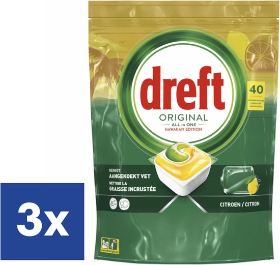 Dreft Original Hawaii Edition All in One Tabs - 3 x 40 capsules | bol.com