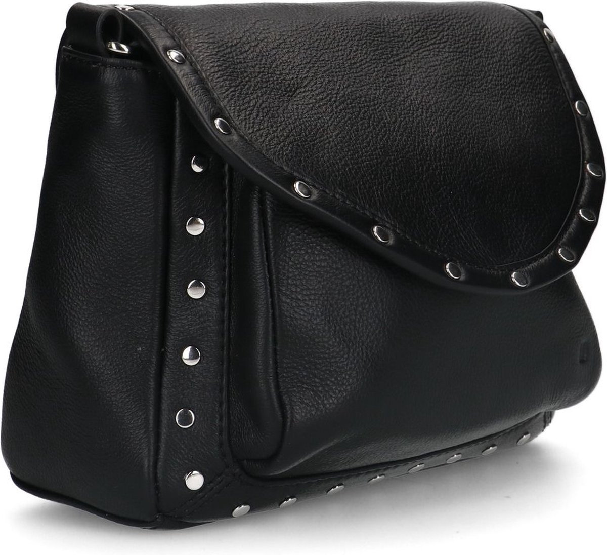 Manfield - Zwarte leren schoudertas met studs | bol.com