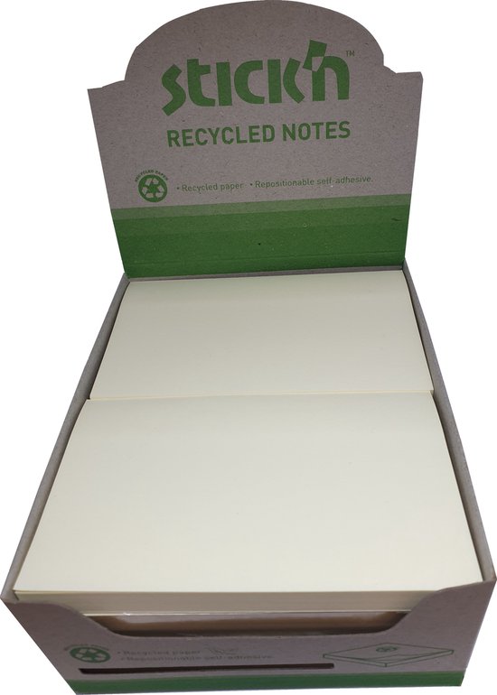 Stick'n recycled sticky notes - 76x127mm, pastel geel, 100 sheets 1 ...
