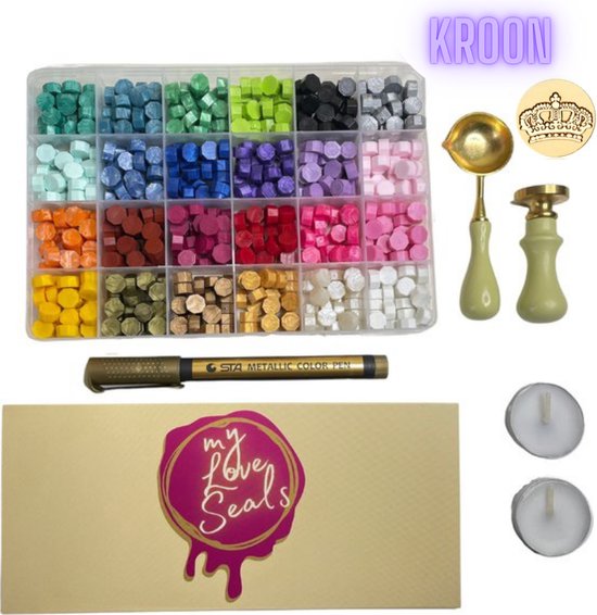 MyLoveSeals 600 stuks set - 24 kleuren Was Zegels - Wax Stempel "Kroon ...