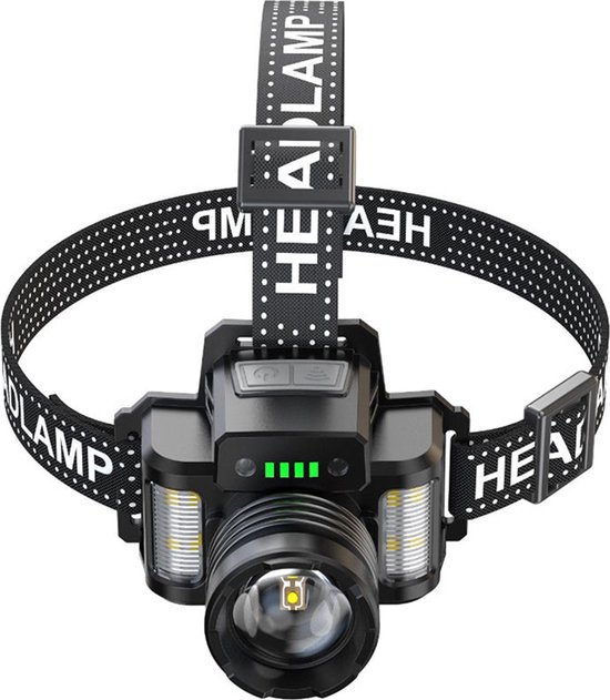 Techsuit - Hoofdlamp (HL-A-02) - 18650 Batterij, 3 Kleuren LED Licht 30W - Zwart | bol