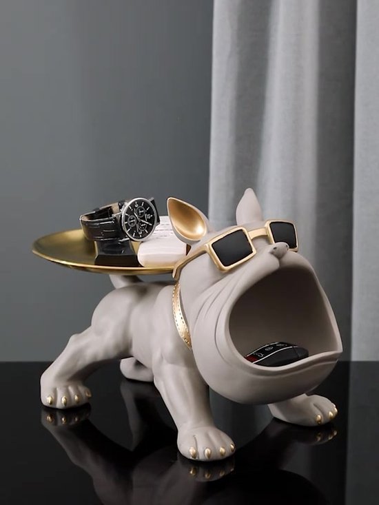 Franse Bull Dog Chique Decoratief Beeld - Zwart Goud - Goede Kwaliteit ...