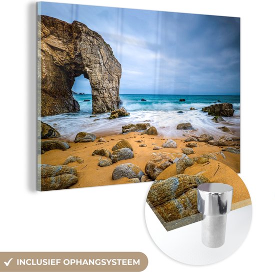 Glasschilderij - Rots - Stenen - Water - Foto op glas - Wanddecoratie ...