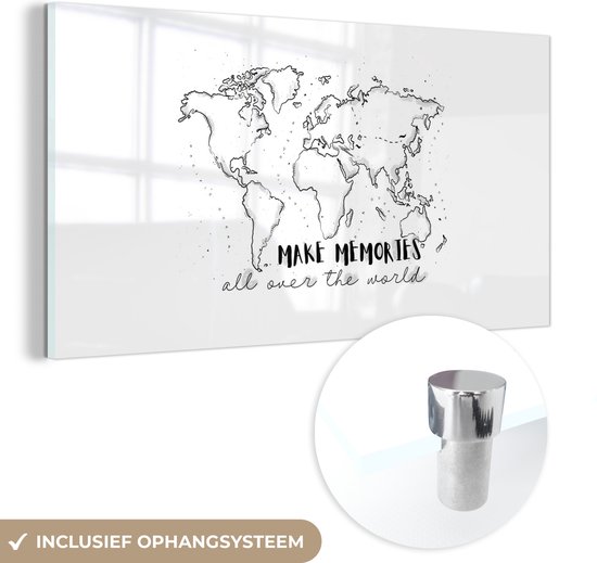 MuchoWow® Glasschilderij 160x80 cm - Schilderij acrylglas - Kaart ...