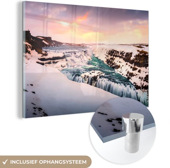 MuchoWow® Glasschilderij 150x100 cm - Schilderij acrylglas - Ijsvorming ...