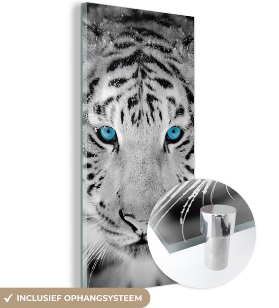 MuchoWow - Glasschilderij - Acrylglas - Foto op glas - Dieren - Tijger - Ogen - Blauw... | bol