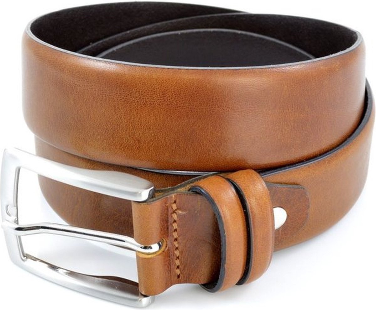Heren Riem volnerf Leer Cognac - 3.5 cm Breed - Broekriem - Nette Riem ...