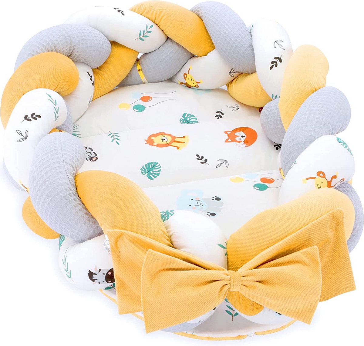 Babynest newborn wiegbumper baby - fluwelen knuffelnest met gevlochten ...