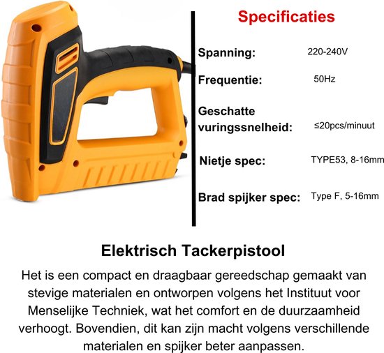Draagbaar Elektrisch Tacker Spijkerpistool Houtbewerking ...