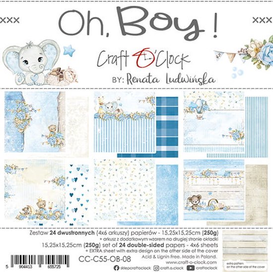 Craft O Clock Paper Pack 15x15 cm Oh Boy | bol