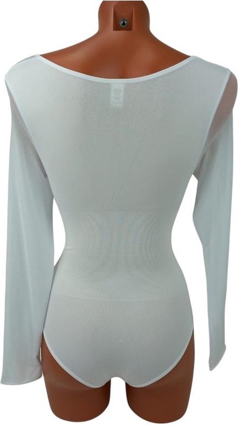 Dames body met kant - Ronde hals - Lingerie - Wit - M/L | bol.com