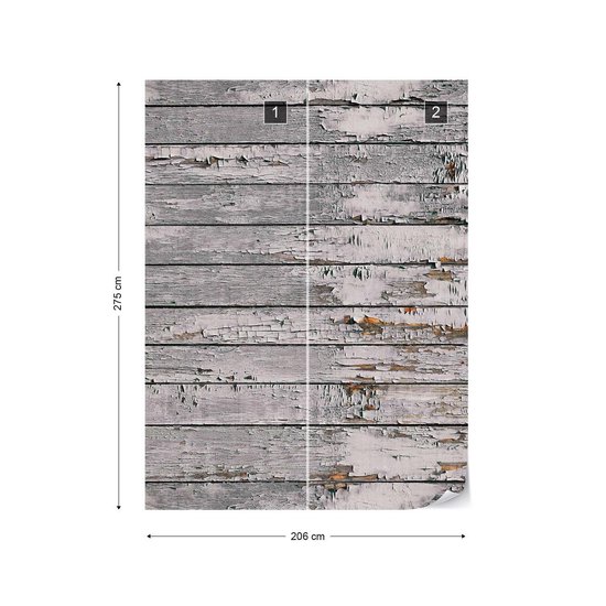 Fotobehang Worn Rustic Wood Plank Texture | VEA - 206cm x 275cm | 130gr/m2 Vlies | bol