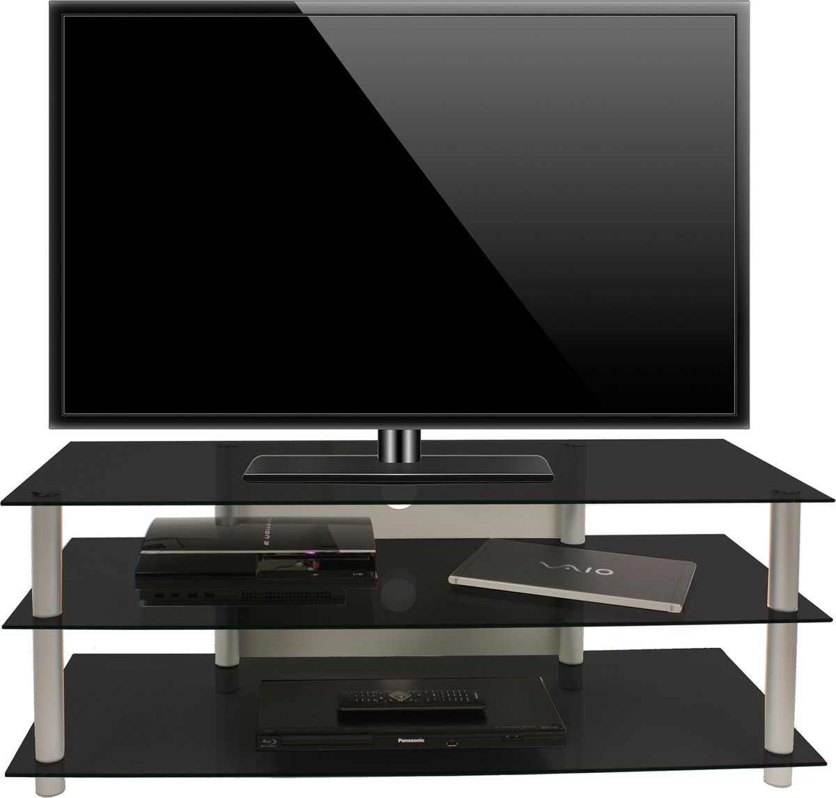 VCM TV meubel Dressoir TV kast Rek TV plank Alu Glas Tafel Zumbo TV ...