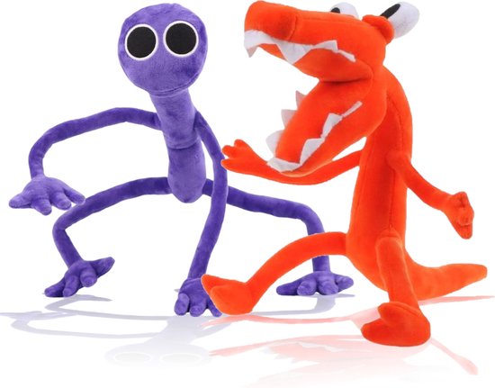 Klikkopers® Rainbow Friends Knuffel Set van 2 - Orange 43cm - Purple ...