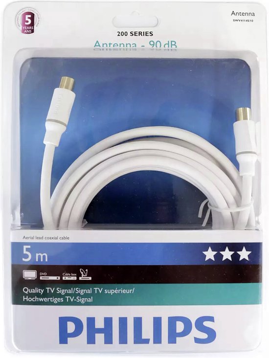 aansluitkabel 9.5mm(M)-(F) recht 5,0m wit | bol