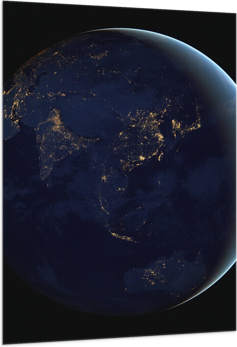 Vlag - Azië op de Wereldbol vanuit het Heelal - 100x150 cm Foto op ...
