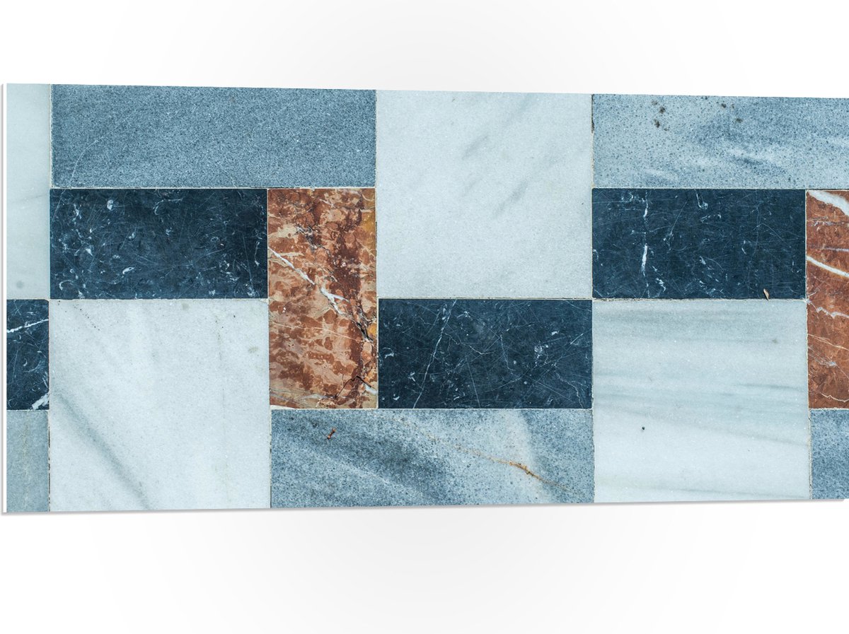 PVC Schuimplaat - Blokken Patroon van Verschillende Kleuren Marmer ...